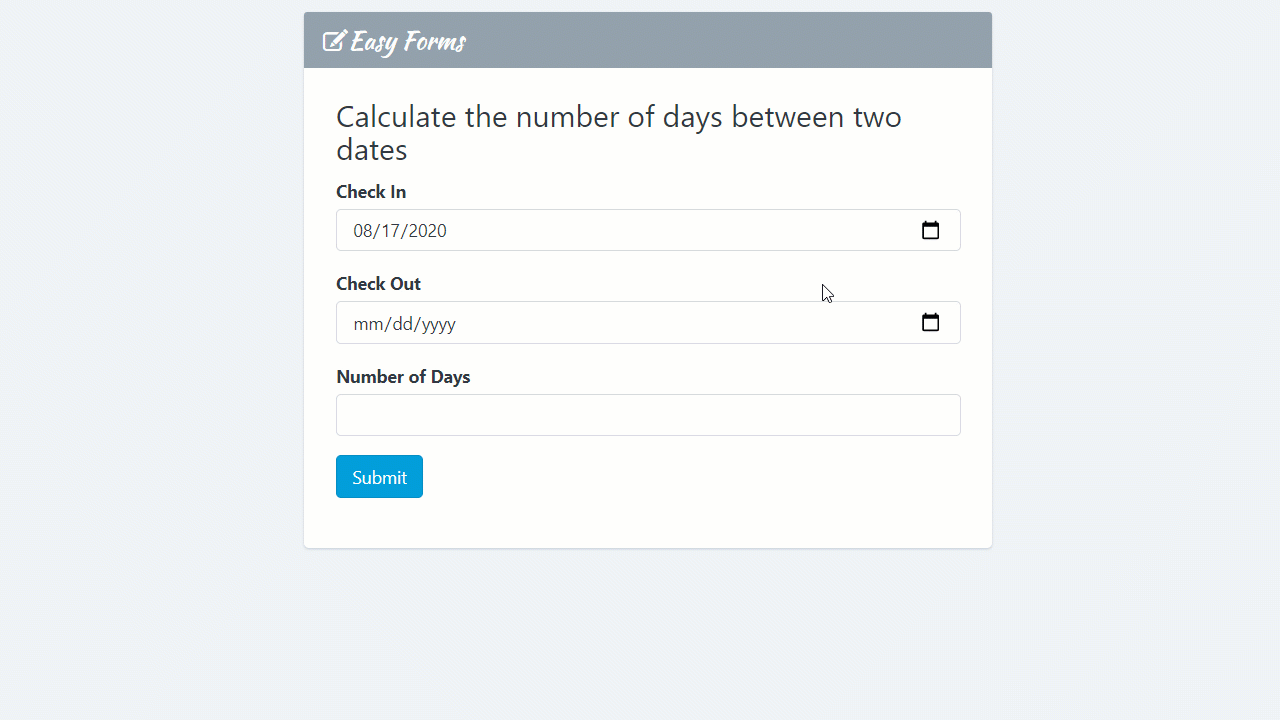 Calculate The Number Of Days Between Two Dates Easy Forms Support