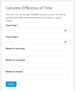 Calculate Difference of Time between Two Time fields – Easy Forms Support