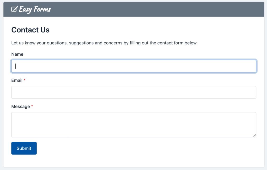 How to enable/disable the autofocus on the first field – Easy Forms Support